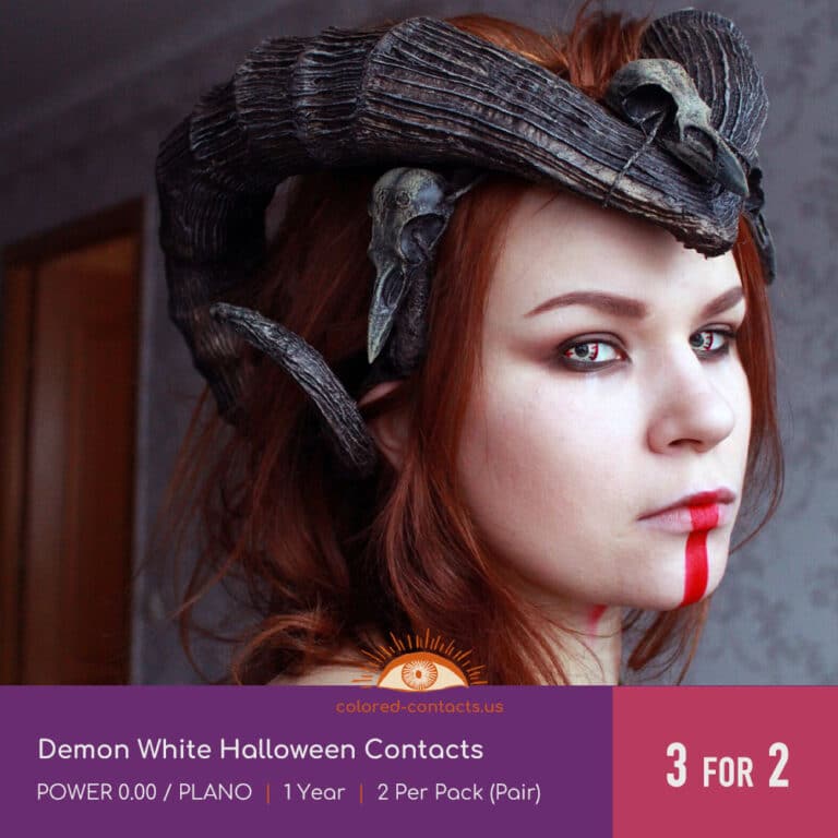 Demon White Halloween Contacts - Colored Contact Lenses | Colored ...