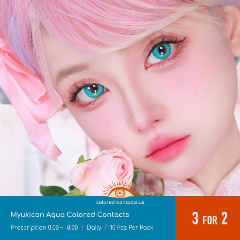 Myukicon Aqua Colored Contacts - 10Pcs - Colored Contacts