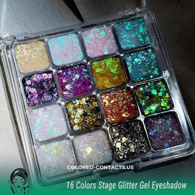 16 Colors Stage Glitter Gel Eyeshadow - Colored Contact Lenses ...